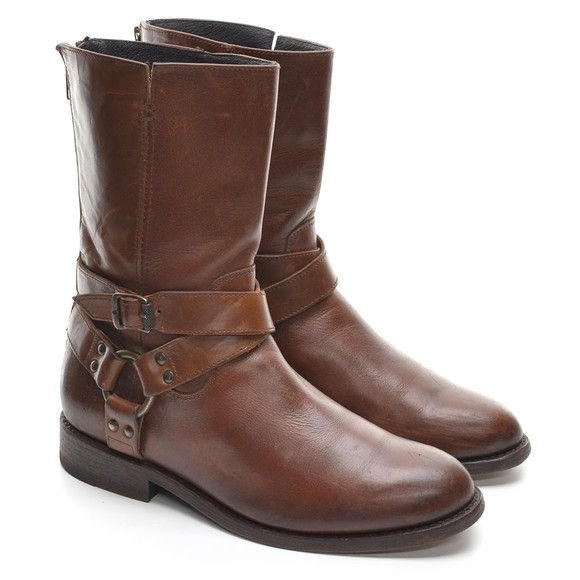 Frye | Shoes | Frye 7546 Jayden Brown Leather Harness Moto Boots 8 B ...